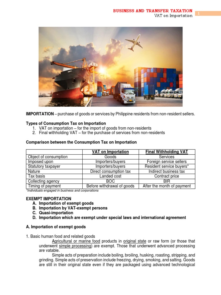 Lesson 3 - VAT On Importation | PDF | Value Added Tax | Taxes