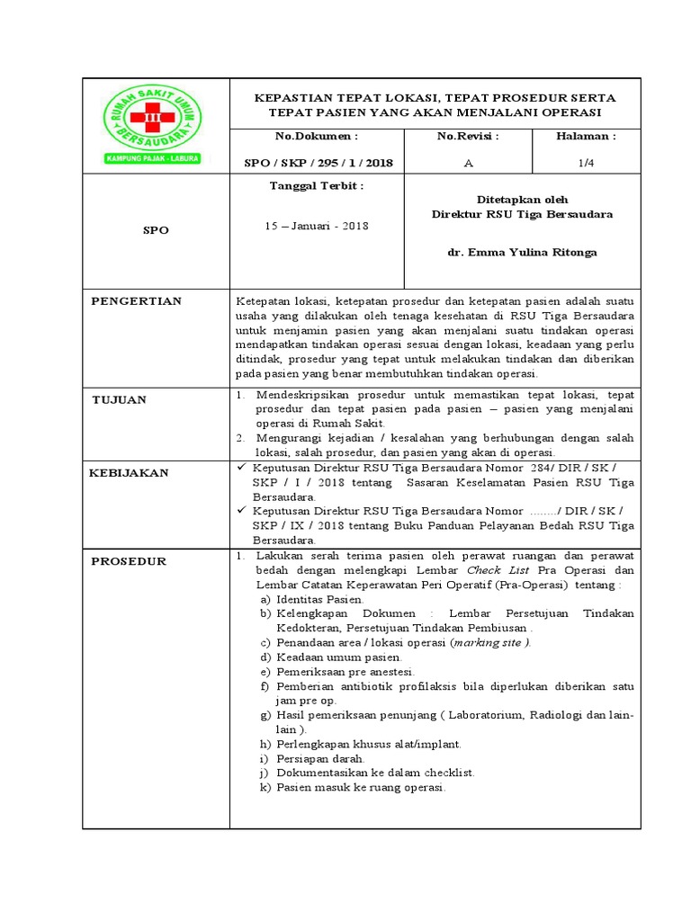 Spo Tepat Lokasi, Tepat Prosedur, Tepat Pasien | PDF
