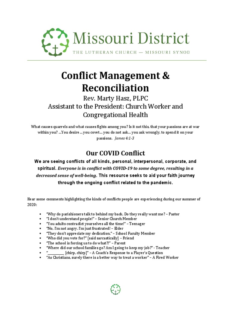 Conflict Management LCMS - Church Conflict | PDF | Forgiveness | Jesus