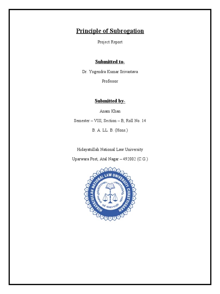Understanding the Principle of Subrogation | PDF | Subrogation | Insurance