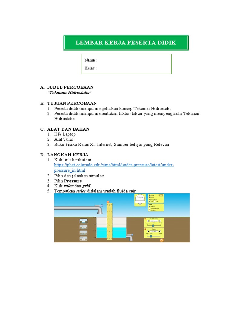 LKPD Tekanan Hidrostatis | PDF