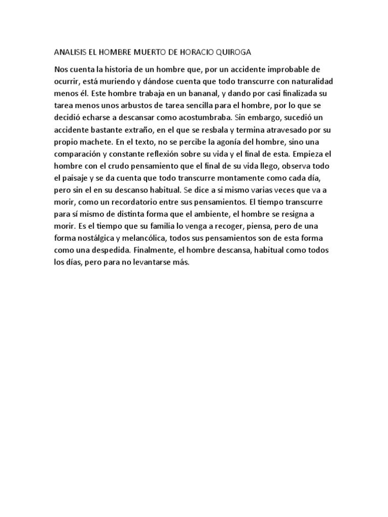 Analisis El Hombre Muerto de Horacio Quiroga | PDF Analisis El Hombre Muerto de Horacio Quiroga | PDF