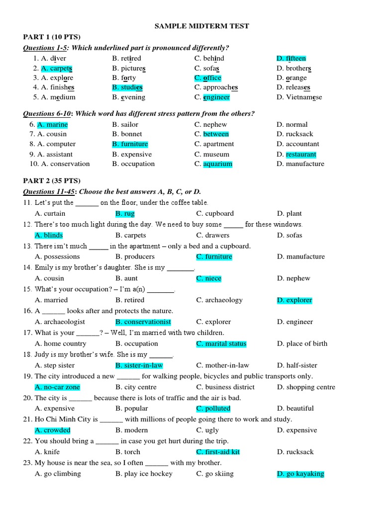 Sample Midterm Test | PDF Sample Midterm Test | PDF