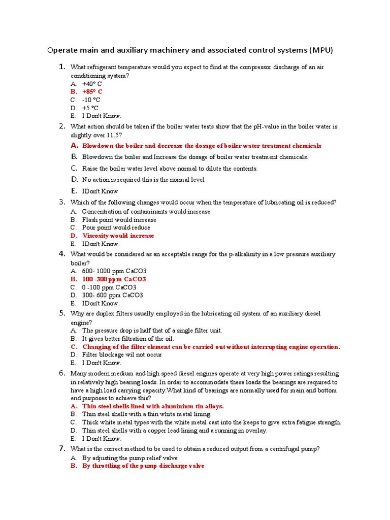 6 Operate Main and Auxiliary Machinery and Associated Control Systems ...