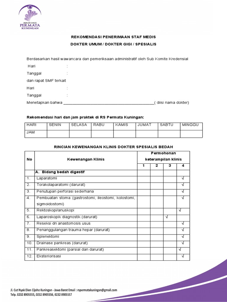 Rekomendasi RKK Dokter Bedah | PDF
