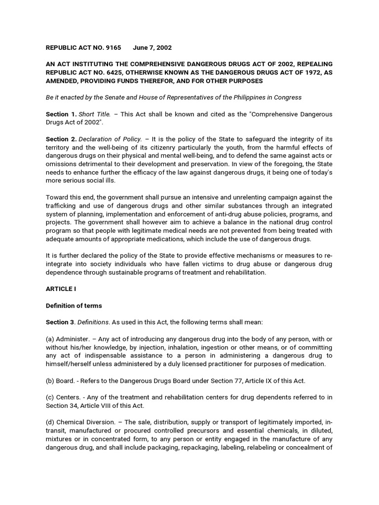 RA 9165 | PDF | Psychoactive Drugs | Asset Forfeiture