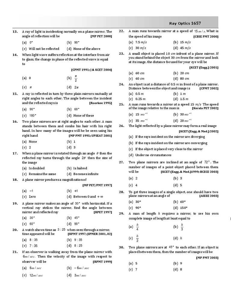 03 Assignment I | PDF | Mirror | Refraction