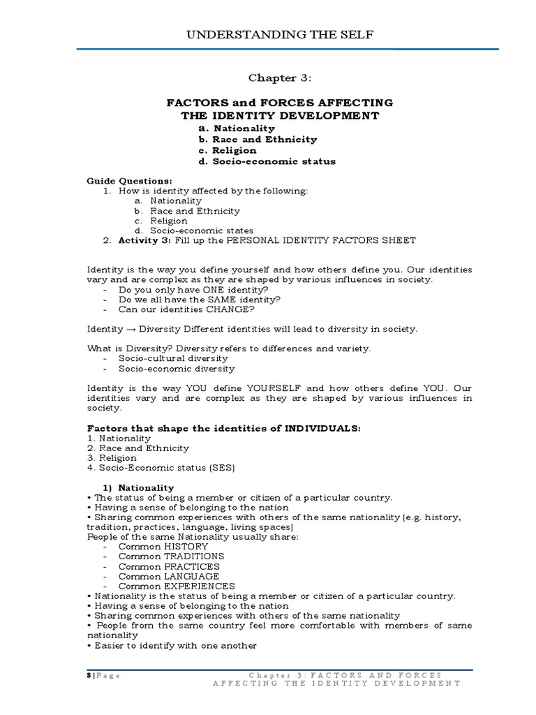 Factors Shaping Personal Identity | PDF | Socioeconomic Status ...