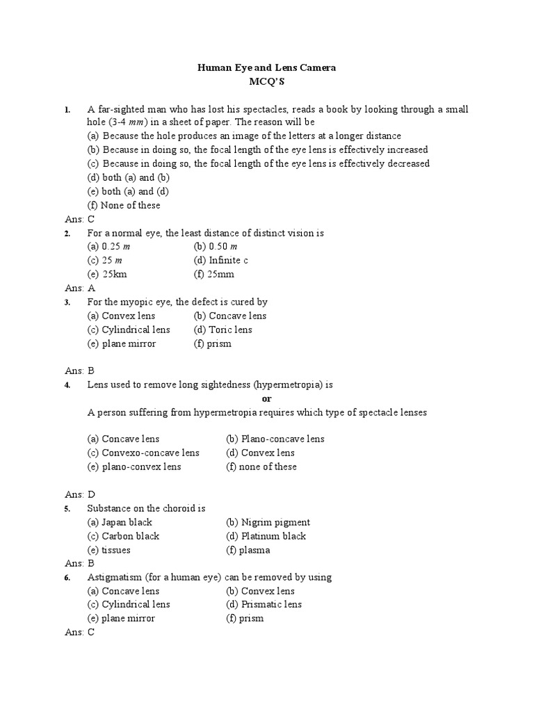 Human Eye and Colourful World | PDF | Eye | Myopia