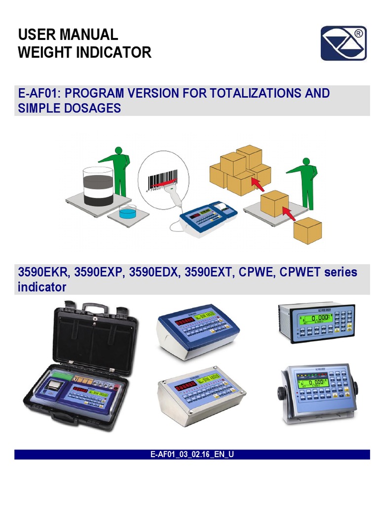 User Manual Weight Indicator: E-Af01: Program Version For Totalizations ...