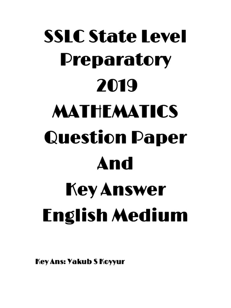 State Level Preparatory Mathematics 2019 QP and Key in English | PDF ...