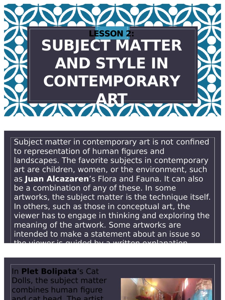 Subject Matter and Style in Contemporary Art | PDF | The Arts | Aesthetics