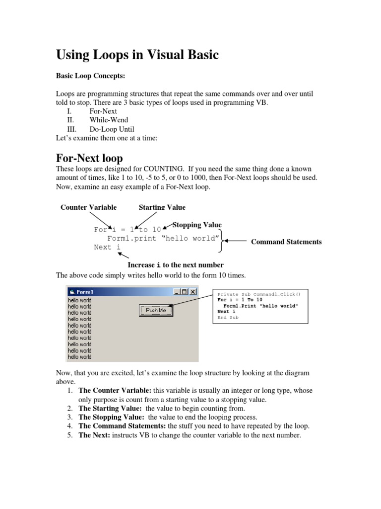 Using Loops in Visual Basic | PDF | Control Flow | Visual Basic .Net