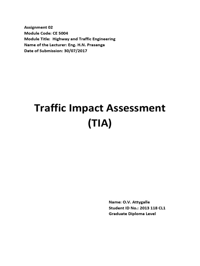 CE 5004 Highway and Traffic Engineering Assignment 01 | PDF | Road | Traffic