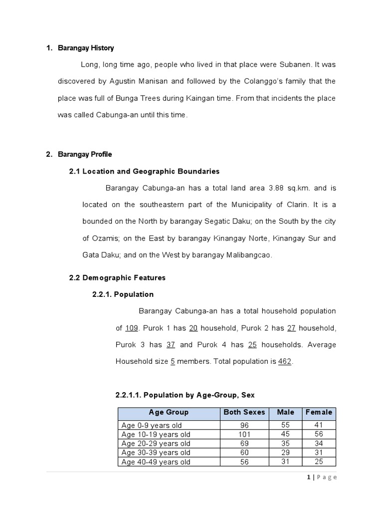 A Comprehensive Profile of Barangay Cabunga-an: From History and ...