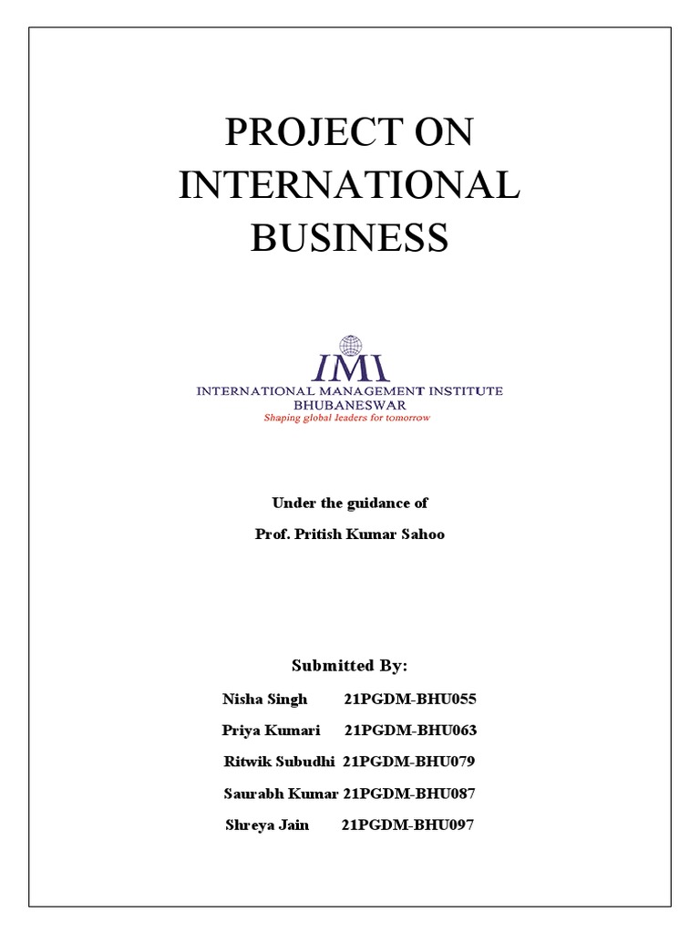 Project On International Business | PDF | World Bank | Special Drawing ...