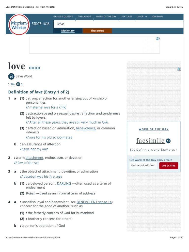 Love Definition & Meaning - Merriam-Webster | PDF