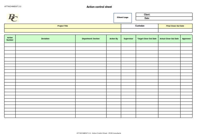 ATTACHMENT 2-2 Action Control Sheet | PDF | Technology & Engineering