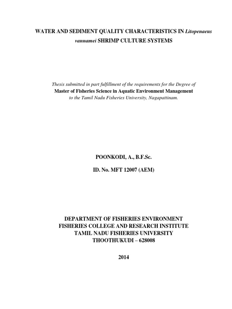 WATER AND SEDIMENT QUALITY CHARACTERISTICS IN Litopenaeus Vannamei SHRIMP ... (PDFDrive) | PDF ...