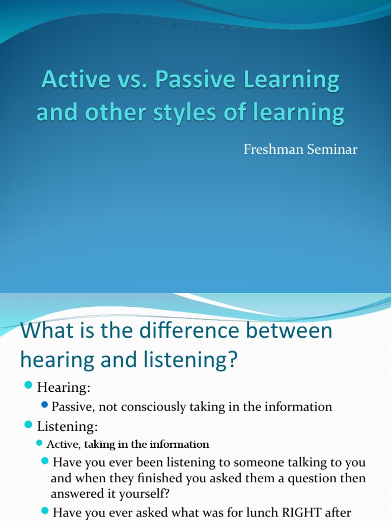 Active and Passive Learning | PDF | Learning | Cognition