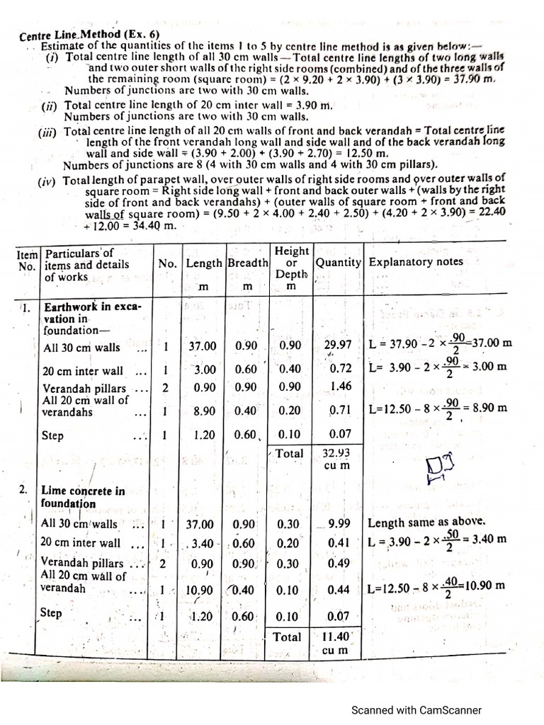 Three Roomed Building With Centre Line Method | PDF