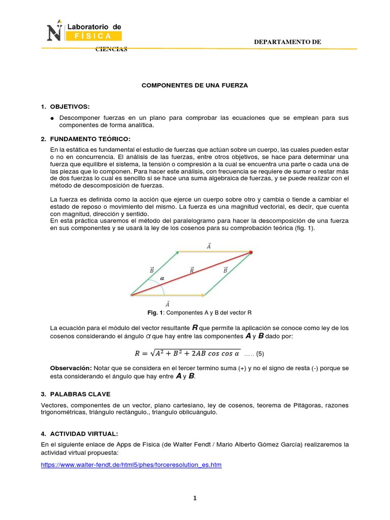 Laboratorio Fisica Semana 3 | Descargar gratis PDF | Vector Euclidiano | Fuerza