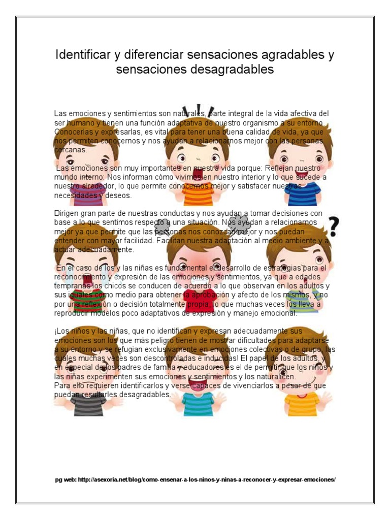 Cómo enseñar a los niños a identificar y diferenciar sensaciones agradables y desagradables ...