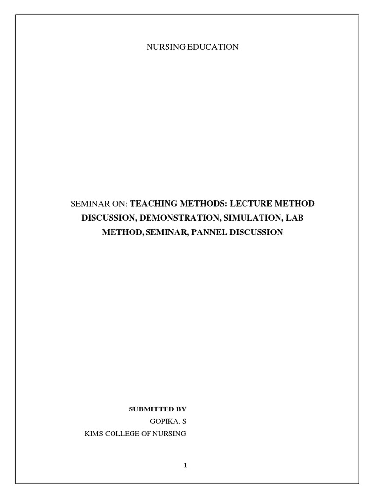 Seminar 2 Education Note | Download Free PDF | Teaching Method | Learning