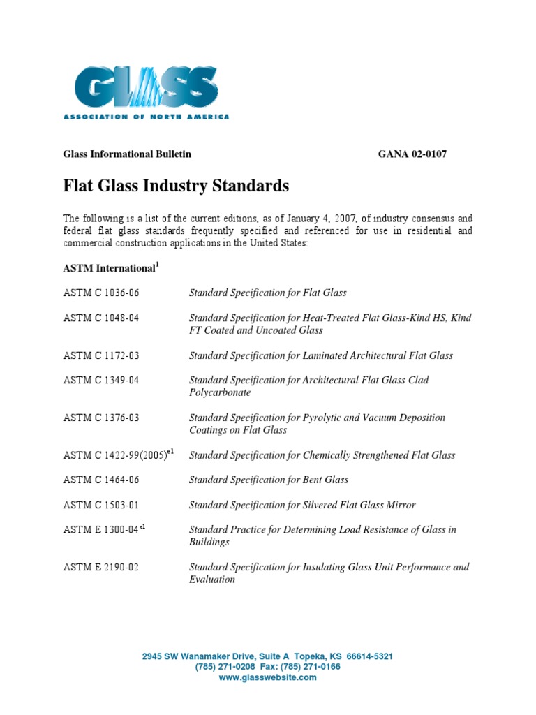 GANA 02-0107 - Flat Glass Industry Standards | PDF | Glasses ...