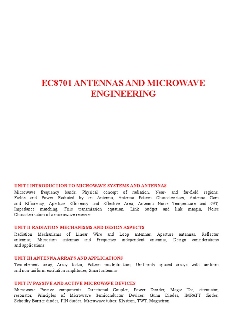1) Ec8701 Antennas and Microwave Engineering | PDF | Antenna (Radio ...