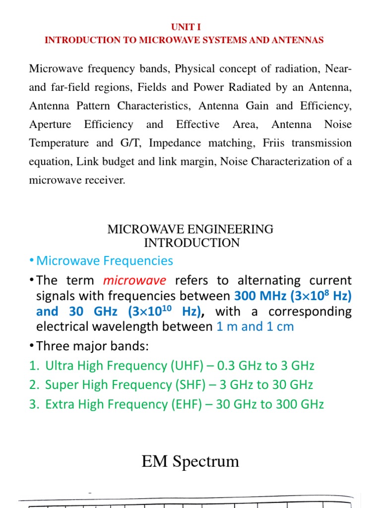 Unit-1 PPT | PDF | Antenna (Radio) | Microwave