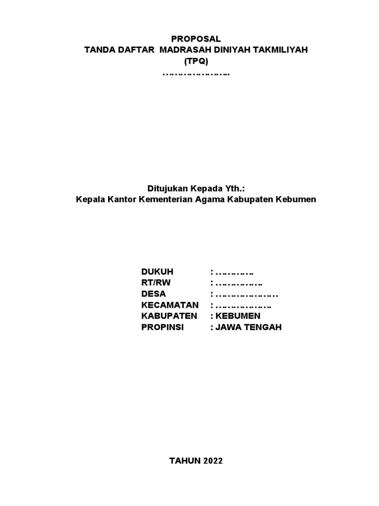 Proposal Tanda Daftar TPQ | PDF