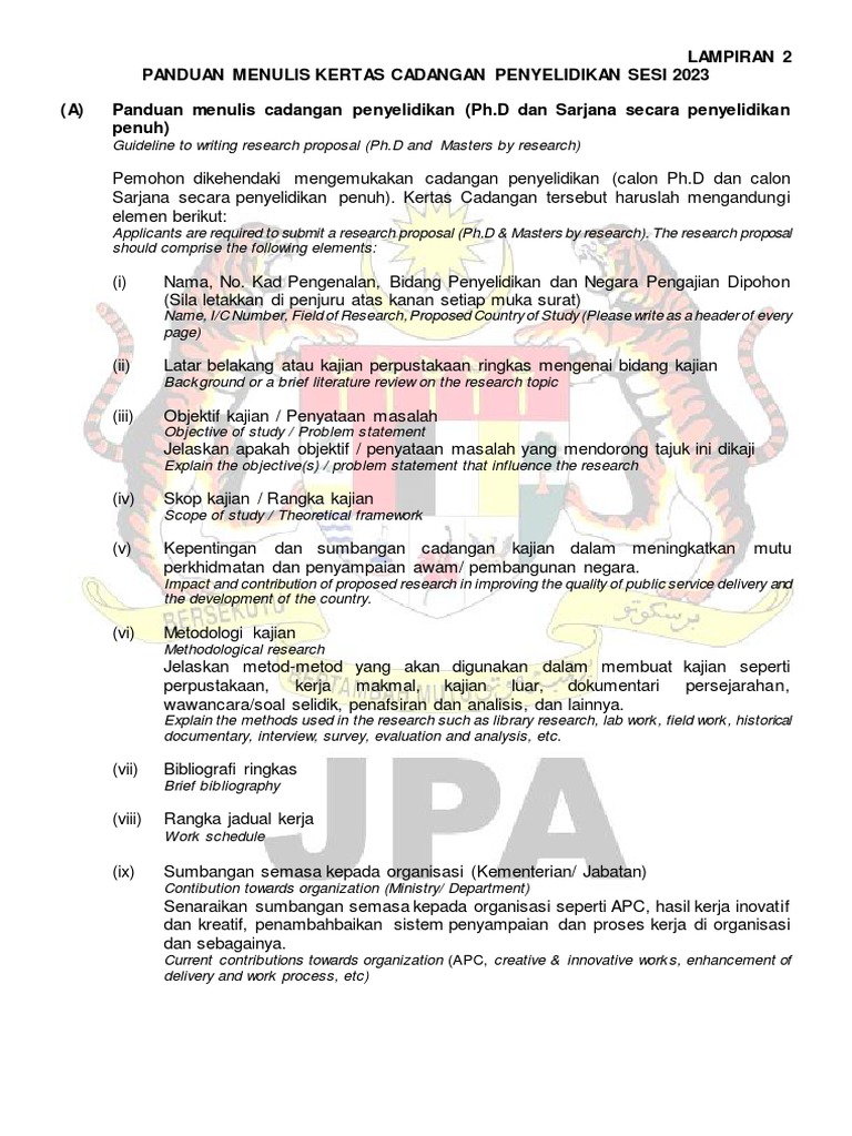 Lampiran 2 - Panduan Menulis Cadangan Penyelidikan Pengajian | PDF