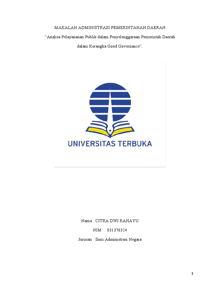 Makalah Adm Pemerintahan Daerah | PDF