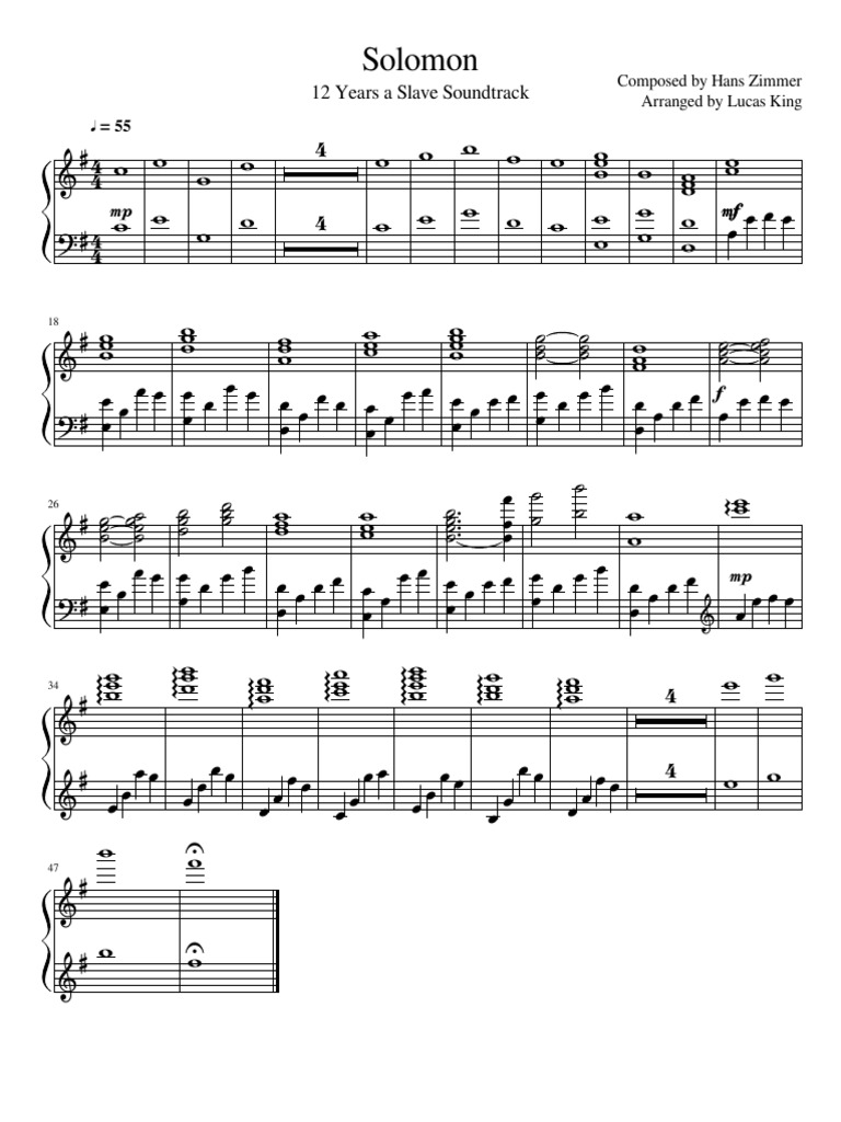 Hans Zimmer - Solomon - Piano Sheets | PDF