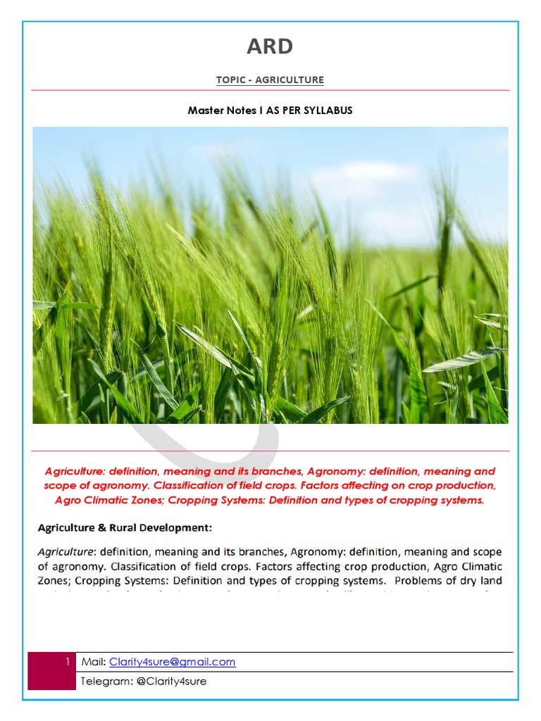NABARD Master Notes 1 | PDF | Soil | Agriculture