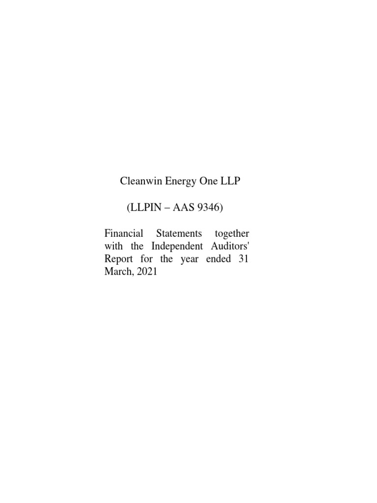 Cleanwin Energy One LLP Financials 2021 | PDF | Depreciation | Deferred Tax