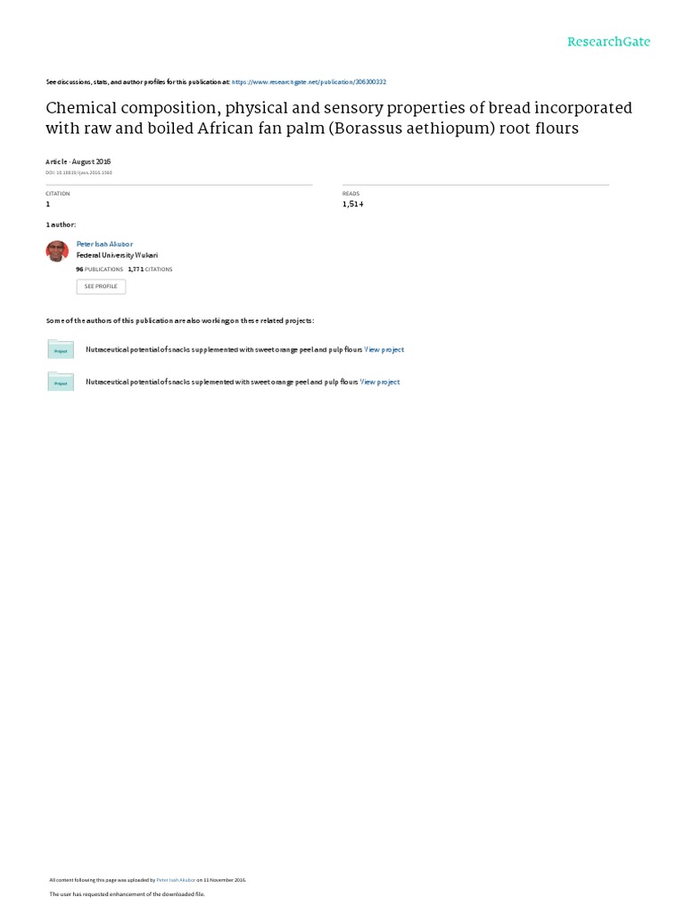 Chemical Composition Physical and Sensory Properti | PDF | Breads | Flour