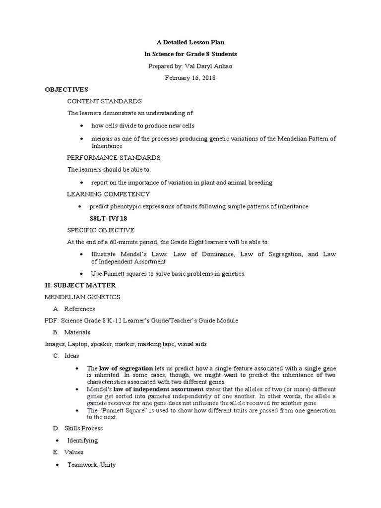 Lesson Plan #8 | PDF | Genotype | Dominance (Genetics)