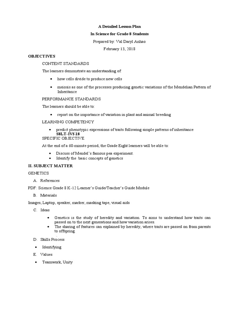 Lesson Plan #7 | PDF | Dominance (Genetics) | Heredity