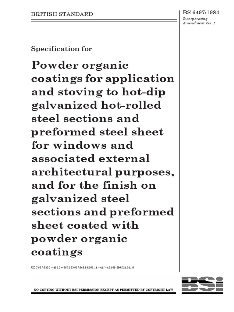 Specification For: British Standard BS 6497:1984 | PDF | Galvanization | Materials