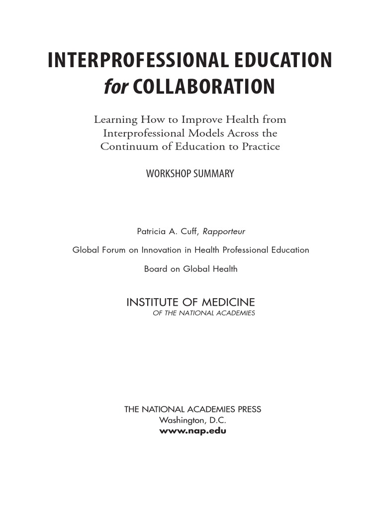 Interprofessional Education for Collaboration _ Learning How to Improve ...