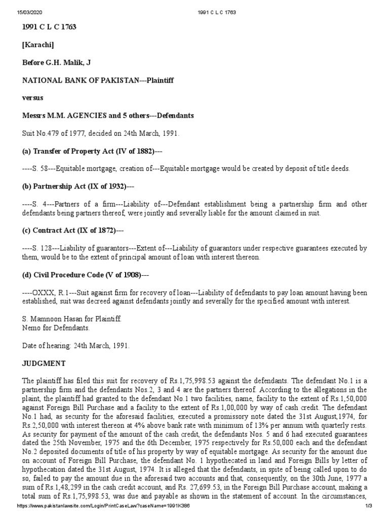 1991 C L C 1763 (m3) | PDF | Lawsuit | Mortgage Law