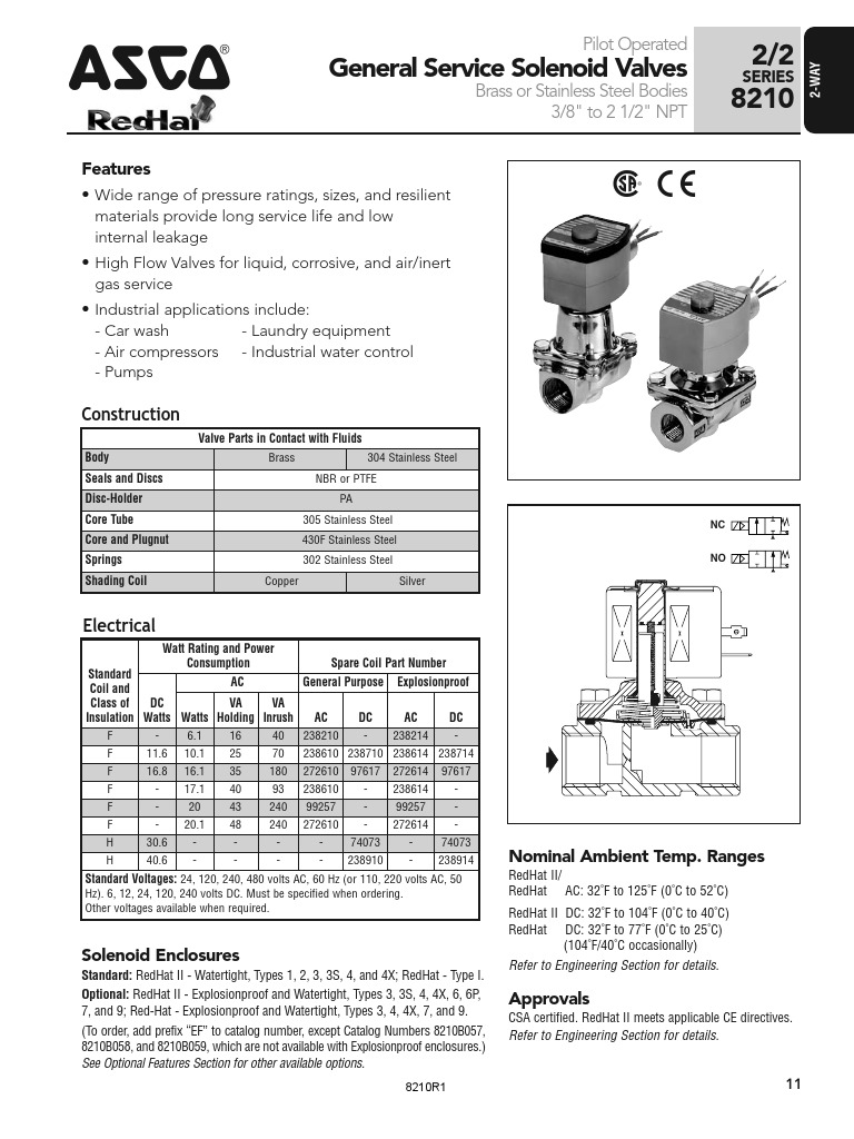 ASCO 8210 Series Solenoid Valves Guide | PDF | Valve | Gas Technologies