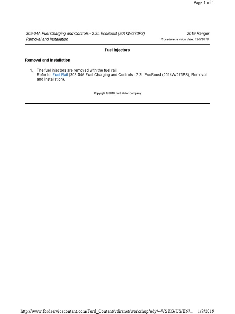 303-04A Fuel Charging and Controls - Removal and Installation - Fuel Injectors | PDF