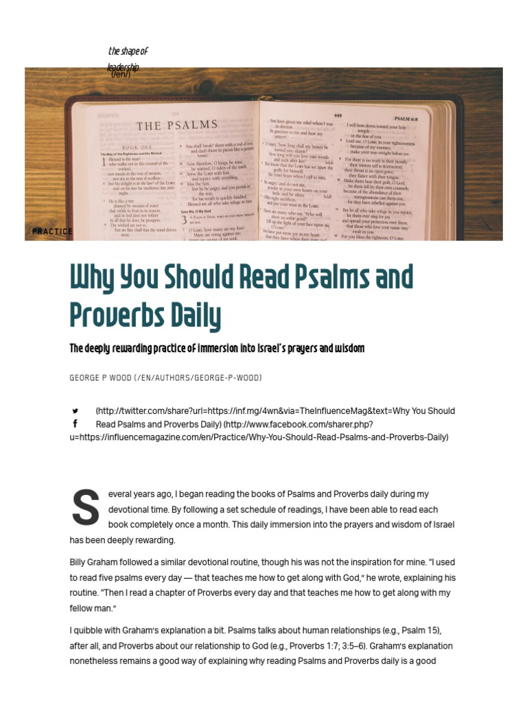 Influence Magazine - Why You Should Read Psalms and Proverbs Daily | PDF | Book Of Proverbs | Jesus