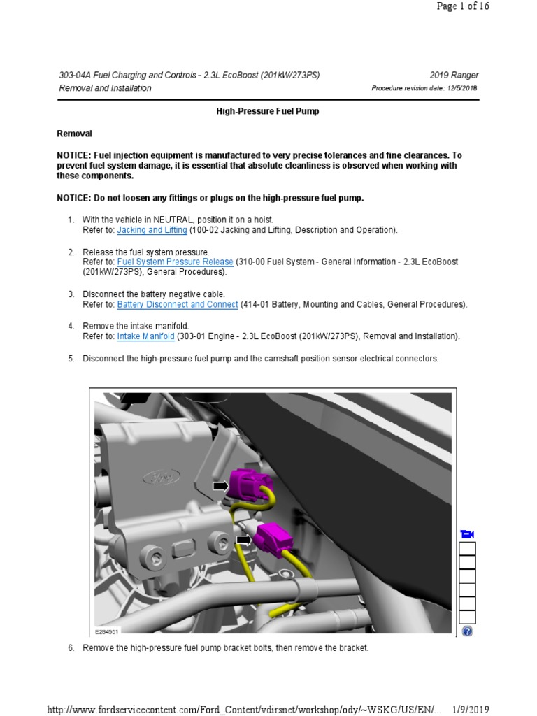 303-04A Fuel Charging and Controls - Removal and Installation - High ...