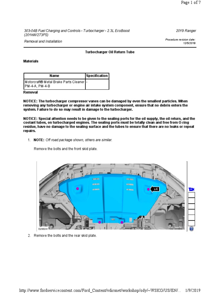 303-04B Fuel Charging and Controls Turbocharger - Removal and ...
