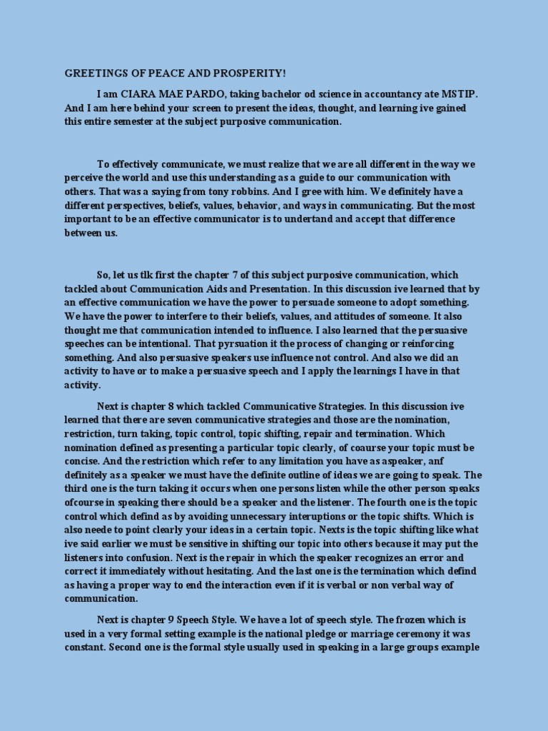 Speech in Pursue | PDF | Communication | Conversation