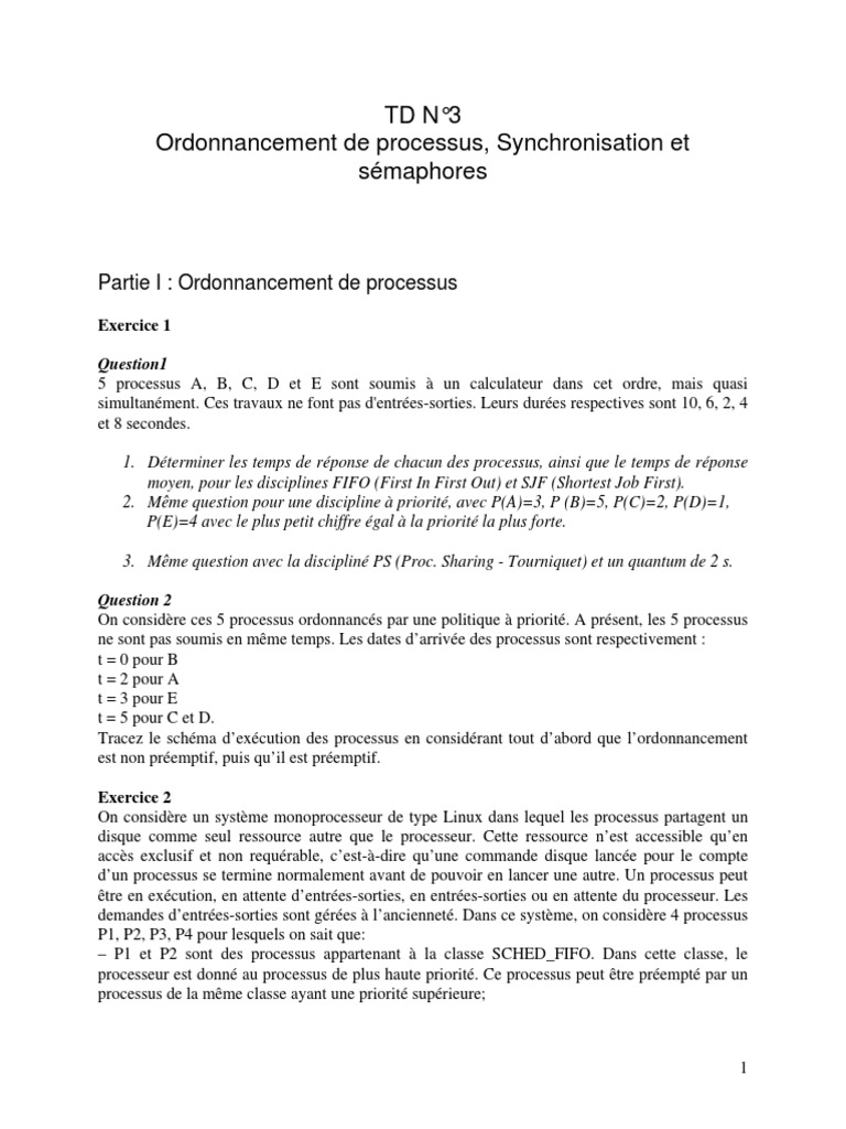 TD 3 | PDF | Entrée/Sortie | Processus (informatique)